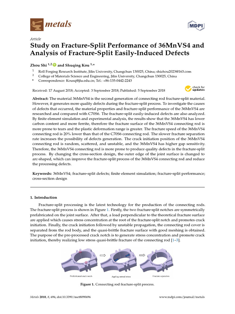 Study On Fracture-Split Performance of 36MnVS4 | PDF | Strength Of Materials | Fracture Mechanics