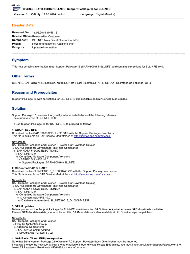 SAPK-90016INSLLNFE Support Package 16 For SLL-NFE | PDF | Enterprise ...