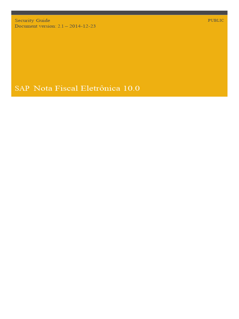 SAP Nota Fiscal Eletru00F4nica 10 Security Guide 1 | PDF | Information ...