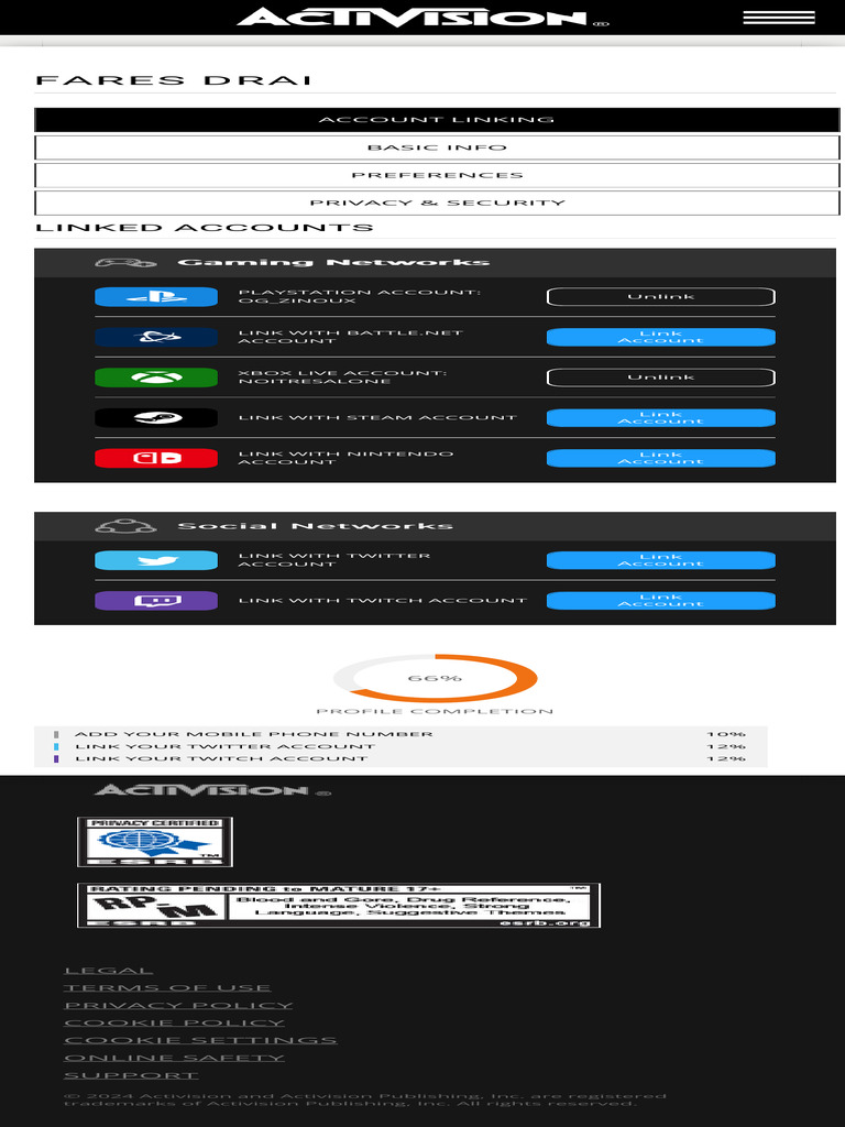 Account Management - Activision® | PDF
