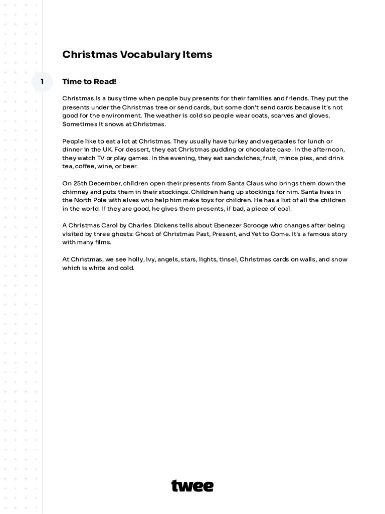 Twee - Christmas Vocabulary Items | PDF | Christmas | Santa Claus