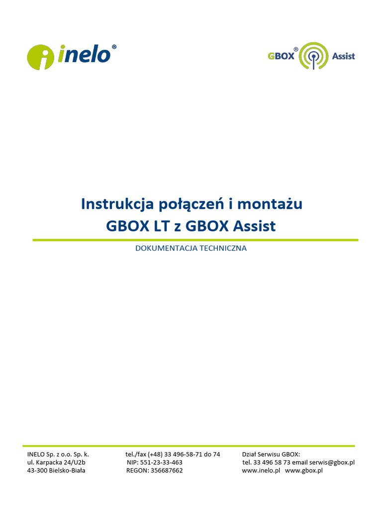 Instrukcja Polaczen I Montazu Gbox Lt Z Gbox Assist Pdf