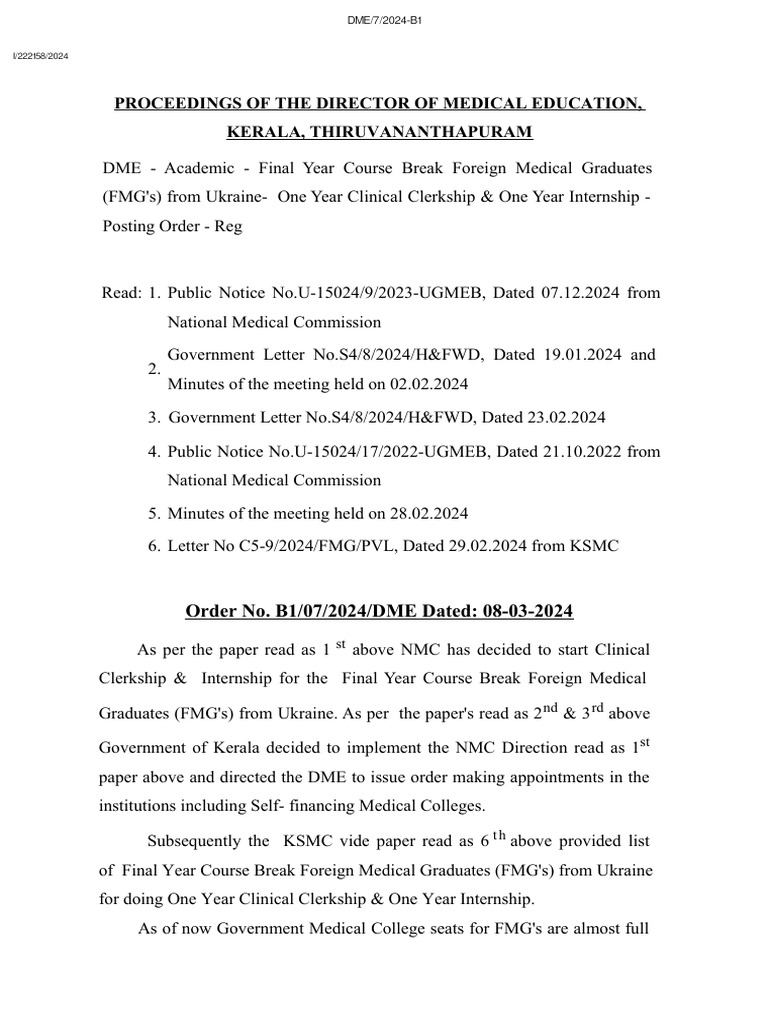 11mar24 FMG Posting Order | PDF | Academia | Medical Education