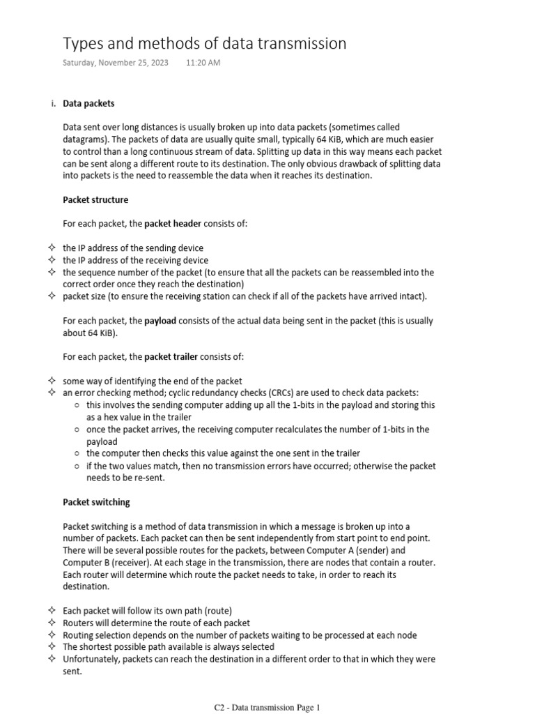 Data Packet Transmission Explained | PDF | Usb | Duplex (Telecommunications)