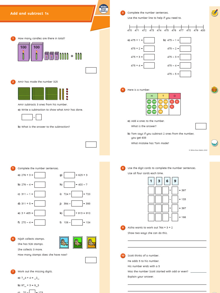 Y3 Add & Subtract Worksheet-Write-On | Download Free PDF | Mathematics | Arithmetic