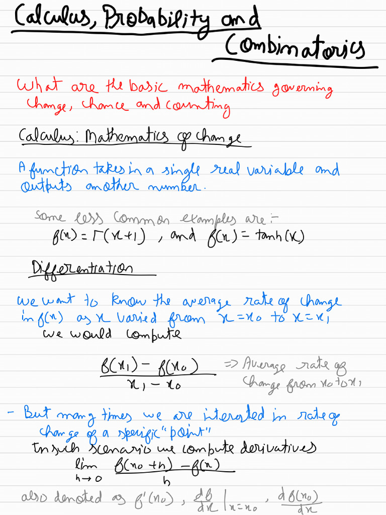 Calculus and Probability Review | PDF