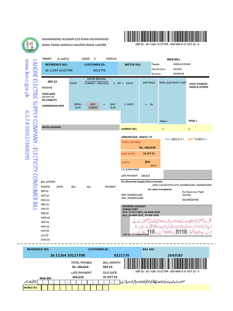 September 2023 Electricity Bill Summary | PDF | Economies | Payments