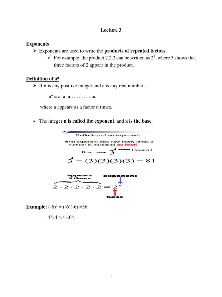 Lecture 7 Exponent | PDF | Logarithm | Combinatorics Lecture 7 Exponent | PDF | Logarithm | Combinatorics