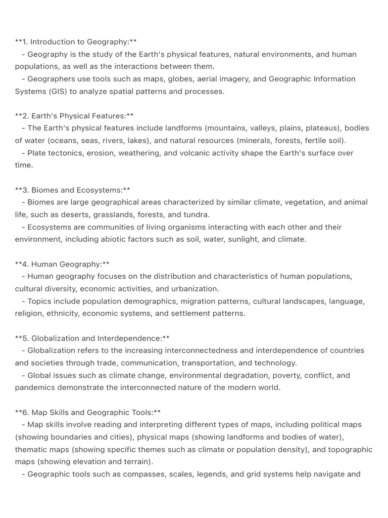 Class Notes 7th Grade Geography | PDF | Geography | Natural Environment