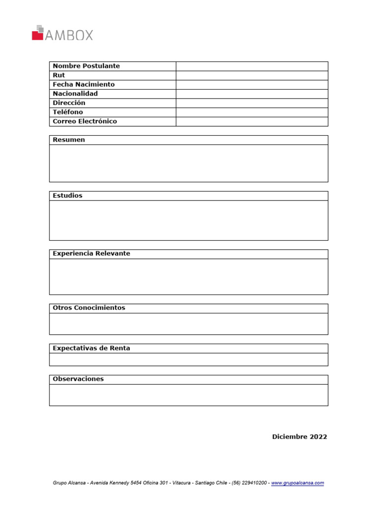 Formato CV | PDF