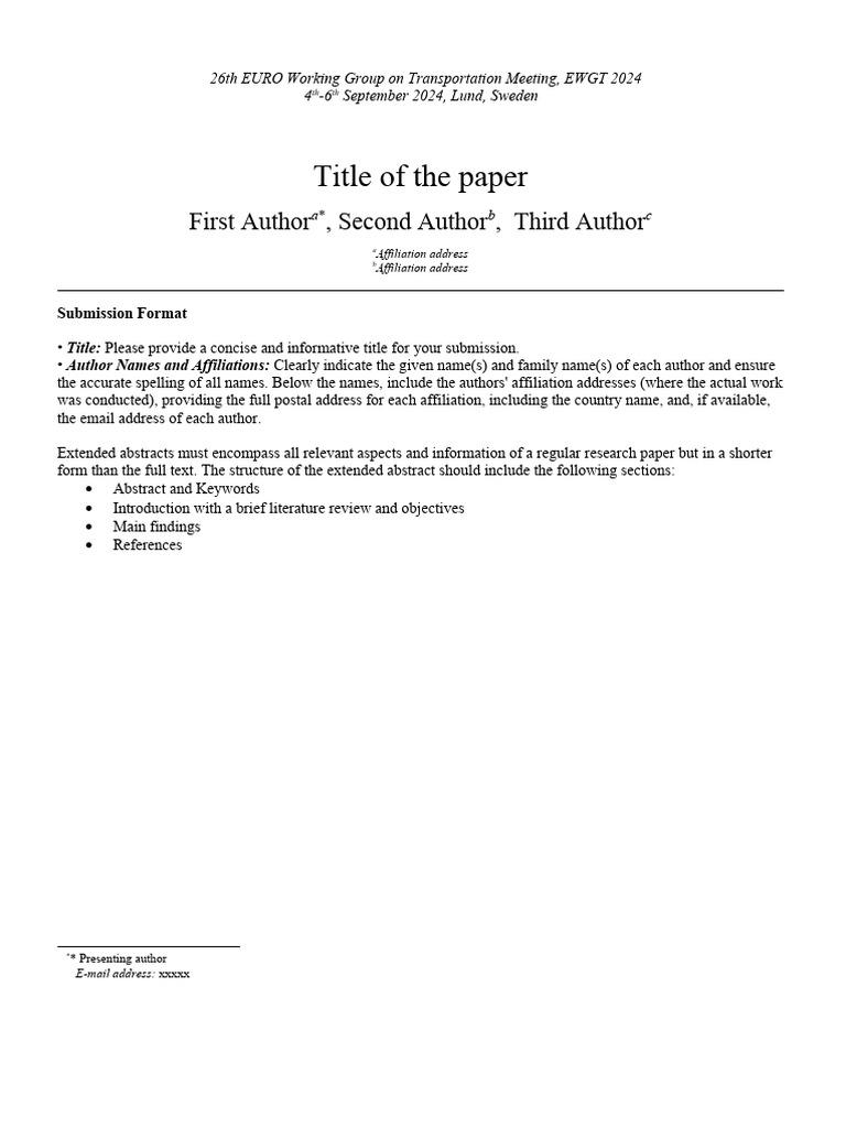 Extended Abstract Template | PDF