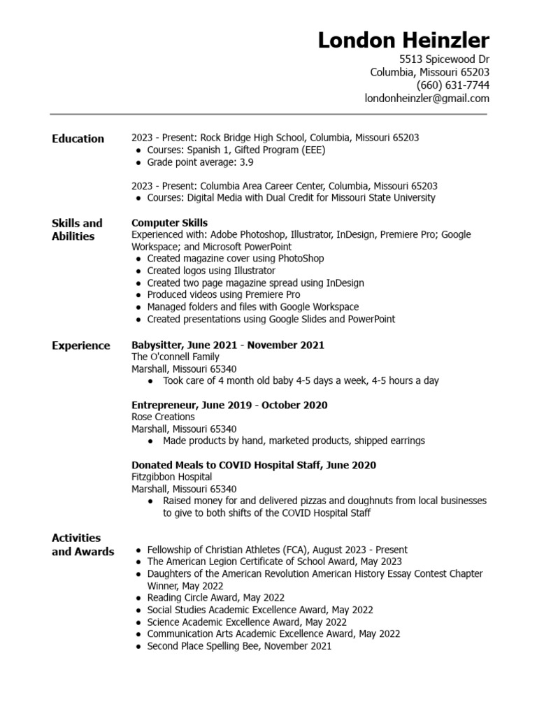 London Heinzler Resume | PDF | Application Software | Software