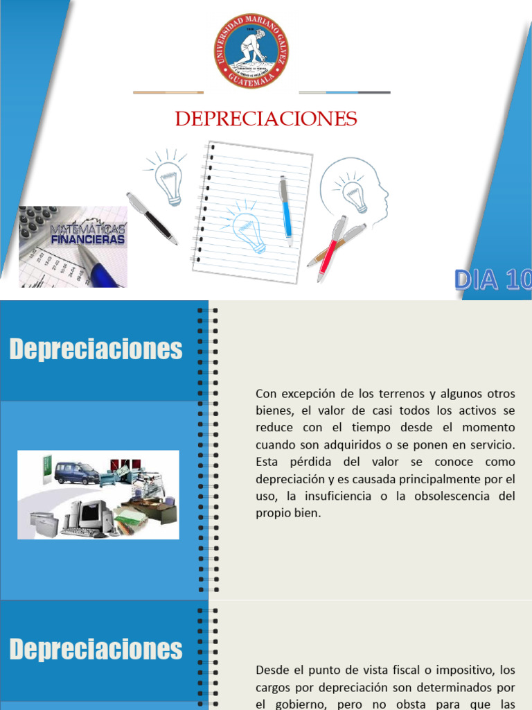 DIA 10 Depreciaciones | PDF | Depreciación | Activo fijo