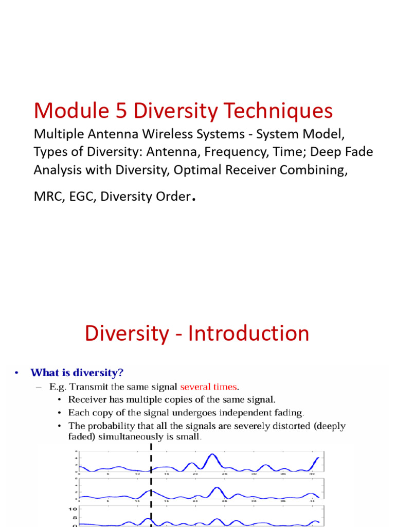 Wireless Diversity Techniques Explained | PDF | Signal To Noise Ratio ...
