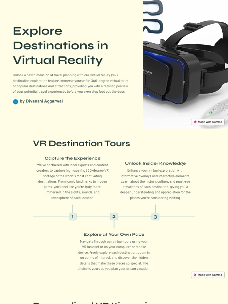 Explore Destinations in Virtual Reality | PDF | Virtual Reality | New Media