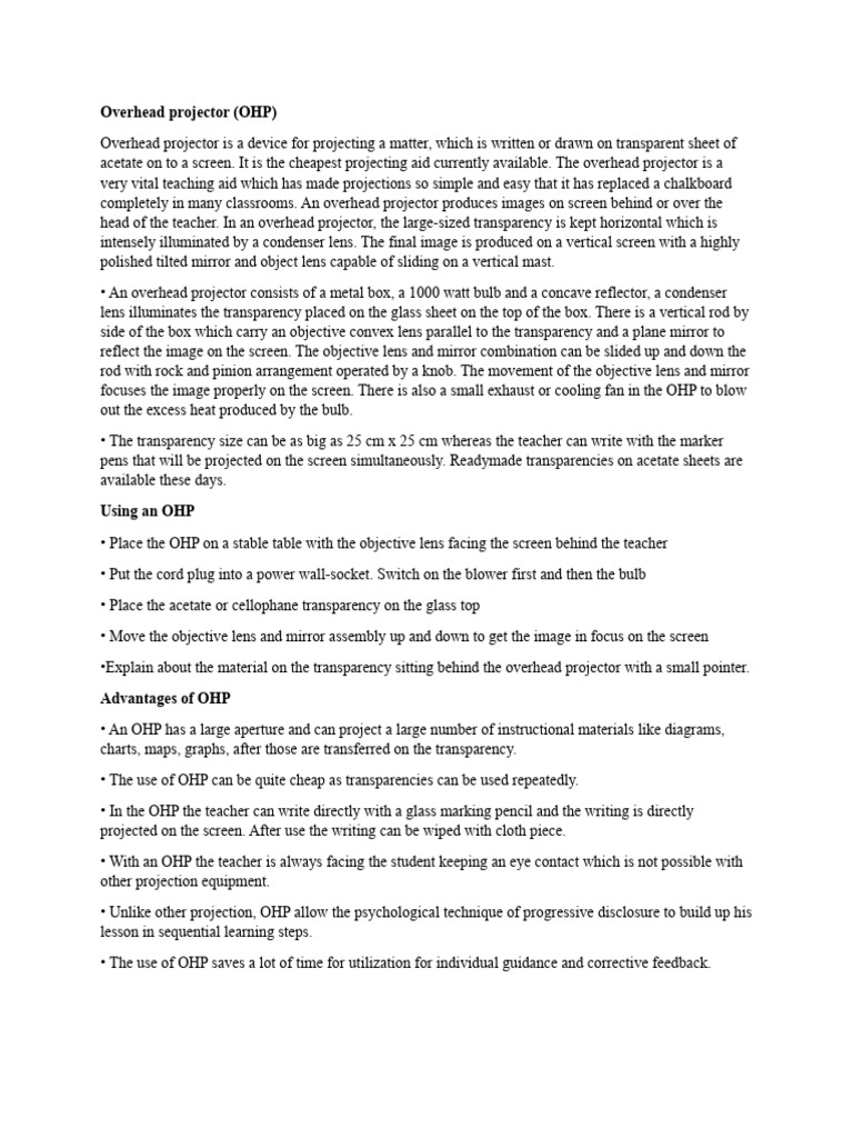 OHP | PDF | Optics | Equipment