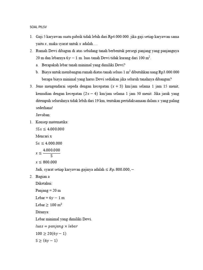 Soal Latihan PTLSV | PDF | Metode & Bahan Ajar | Sains & Matematika
