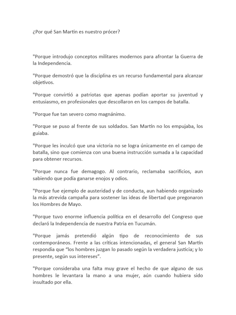 Por qué San Martin es nuestro prócer | PDF