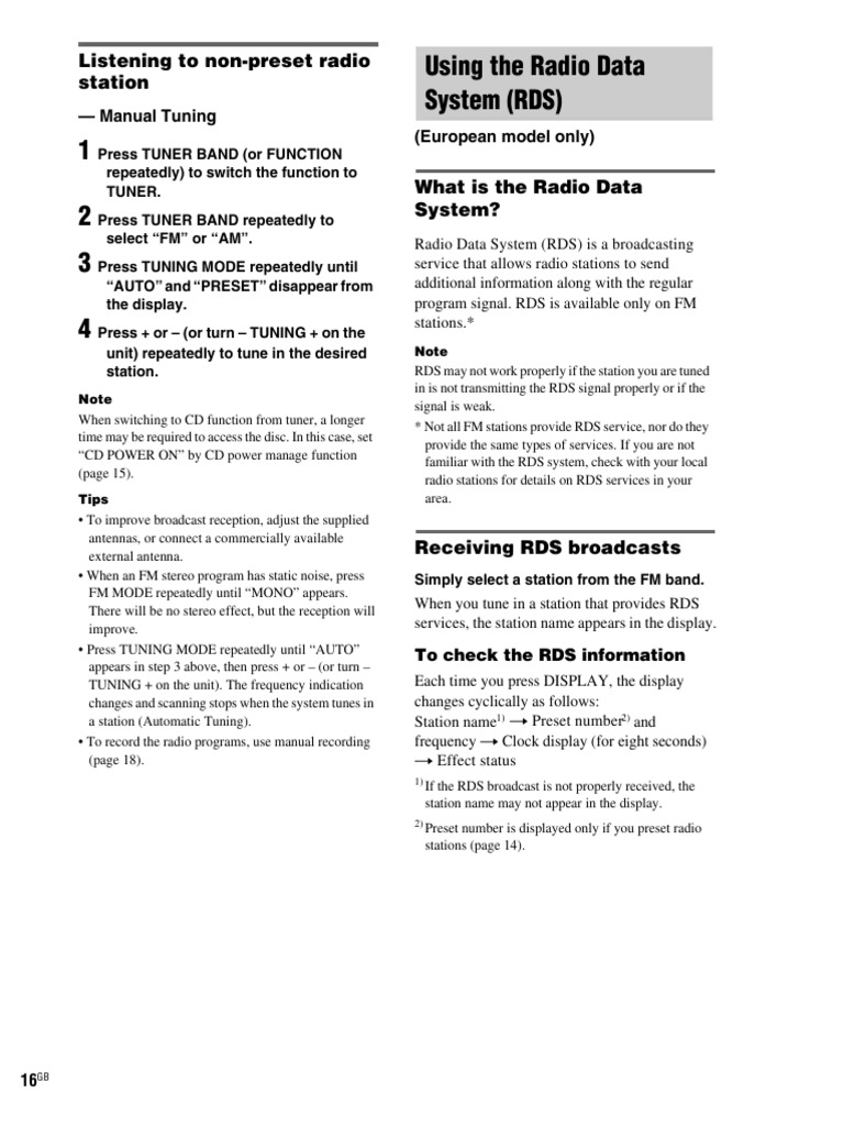 Manual Sony MHC-RG170 (44 Páginas) | PDF | Radio | Frequency Modulation