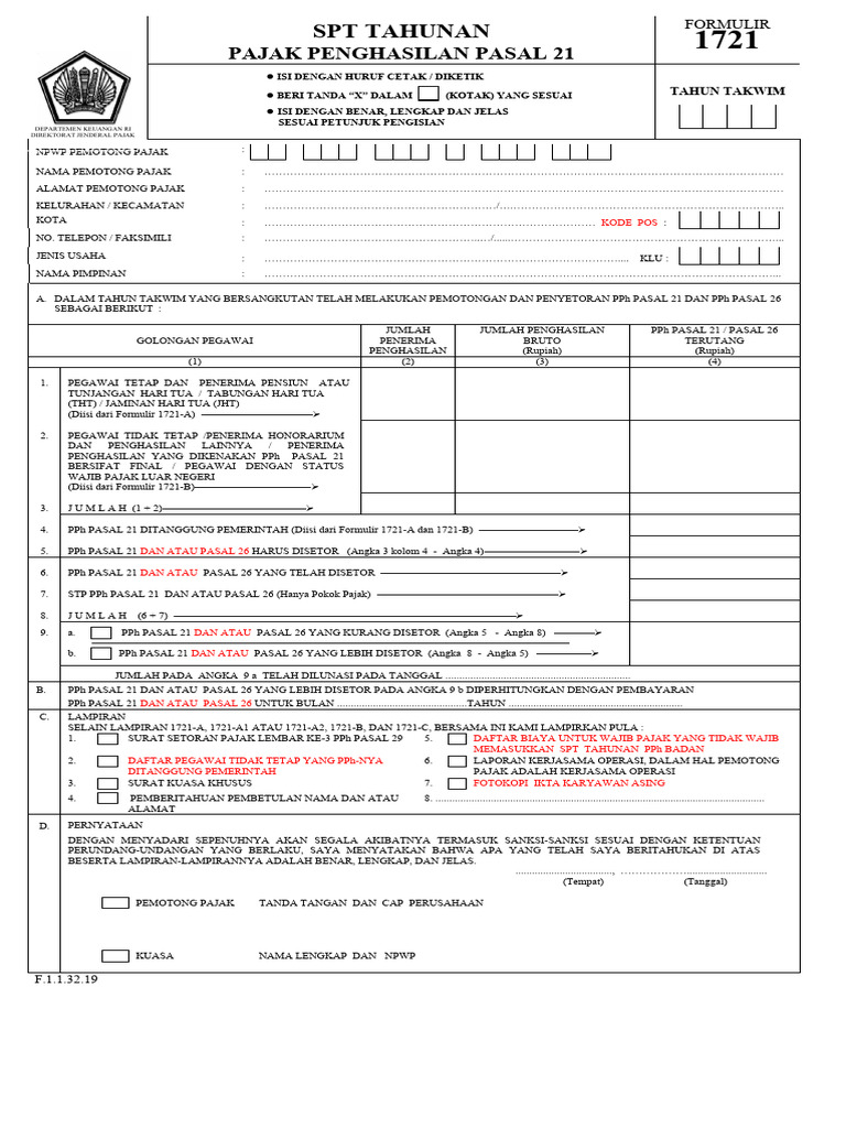 Panduan SPT Tahunan PPh 21 2023 | PDF
