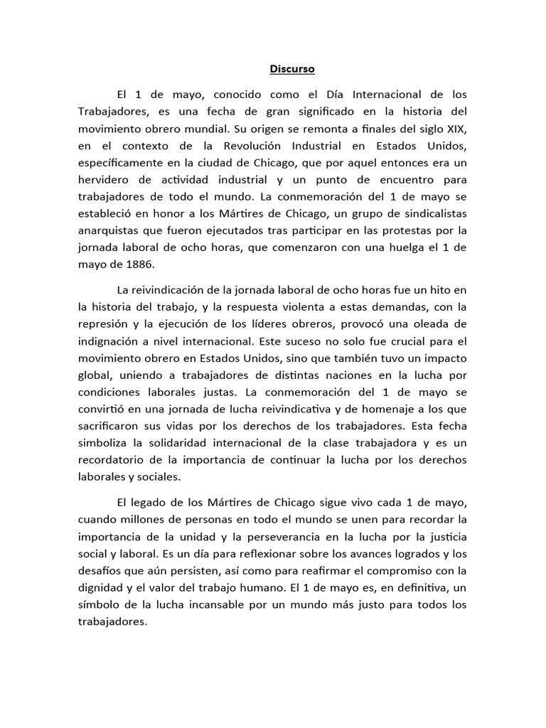 Discurso 1 de Mayo | PDF