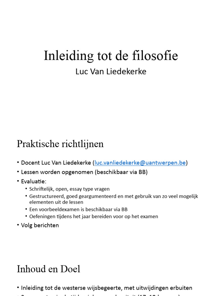 Inleiding Tot de Filosofie 1 | PDF