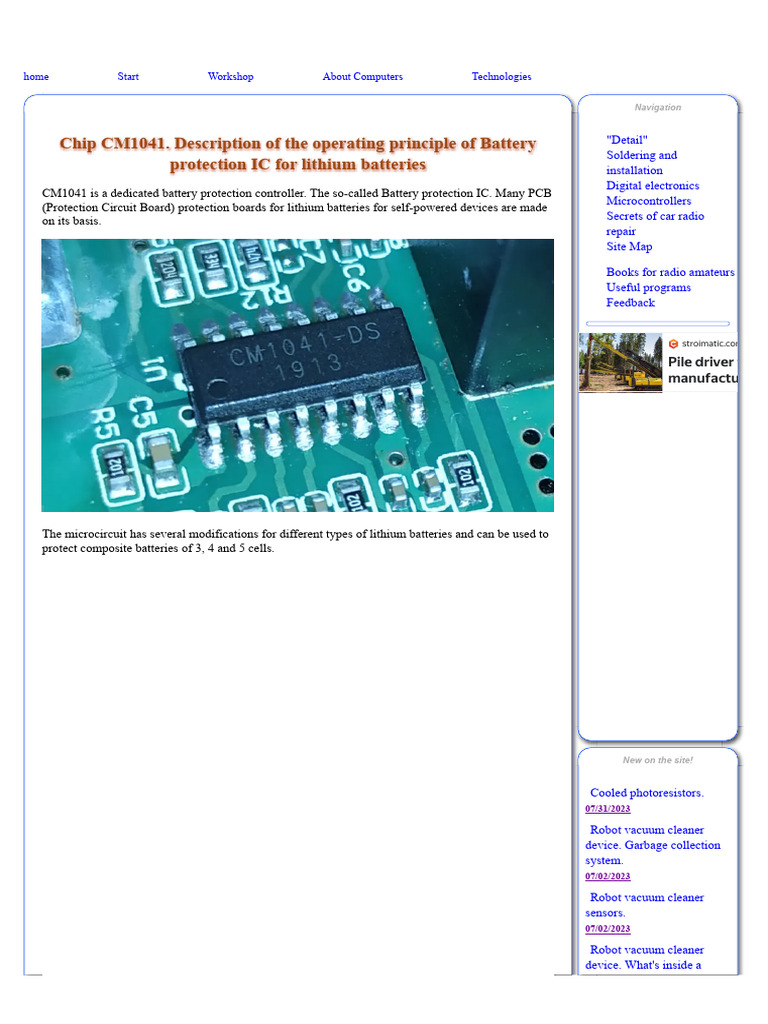 CM1041 Battery Protection IC Overview | PDF | Battery Charger ...
