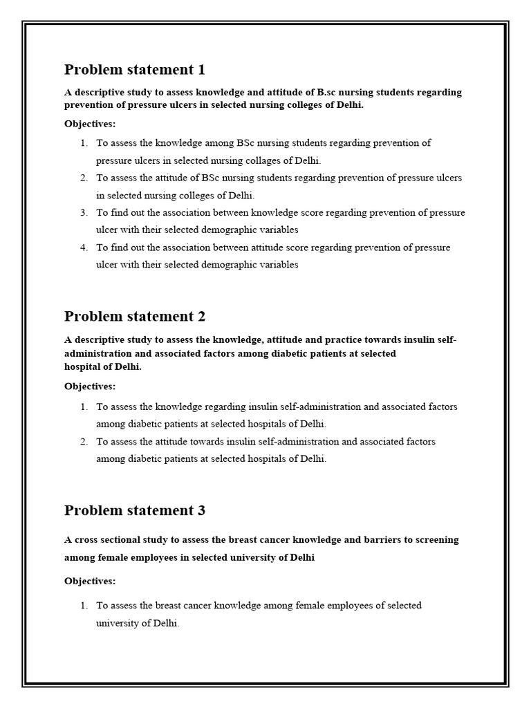 Problem Statement | PDF | Nursing | Medicine