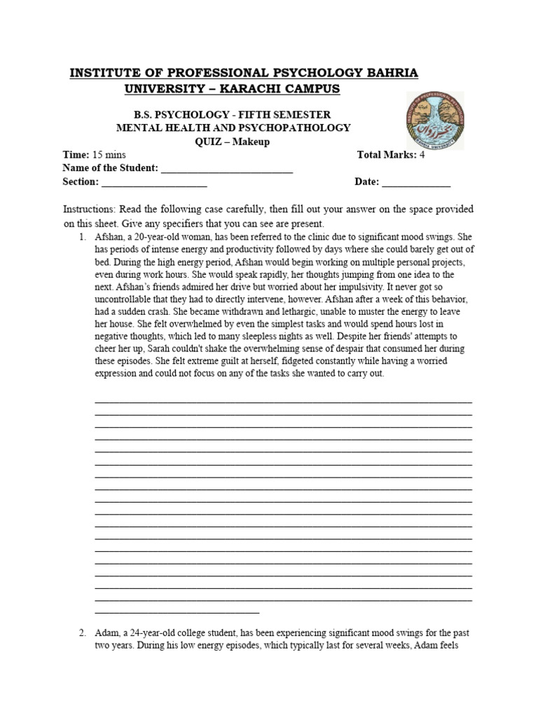 BPD Makeup Quiz | Download Free PDF | Anxiety | Abnormal Psychology