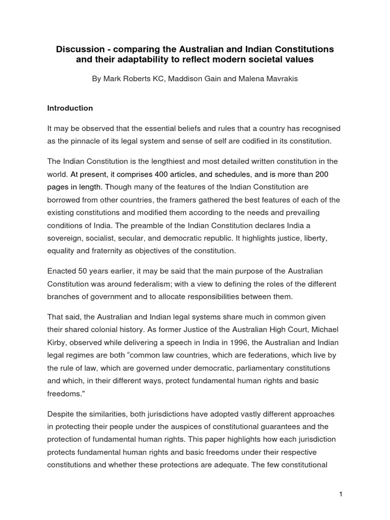 Ind Aus Consti Comparison | PDF | Constitutional Amendment | Constitution