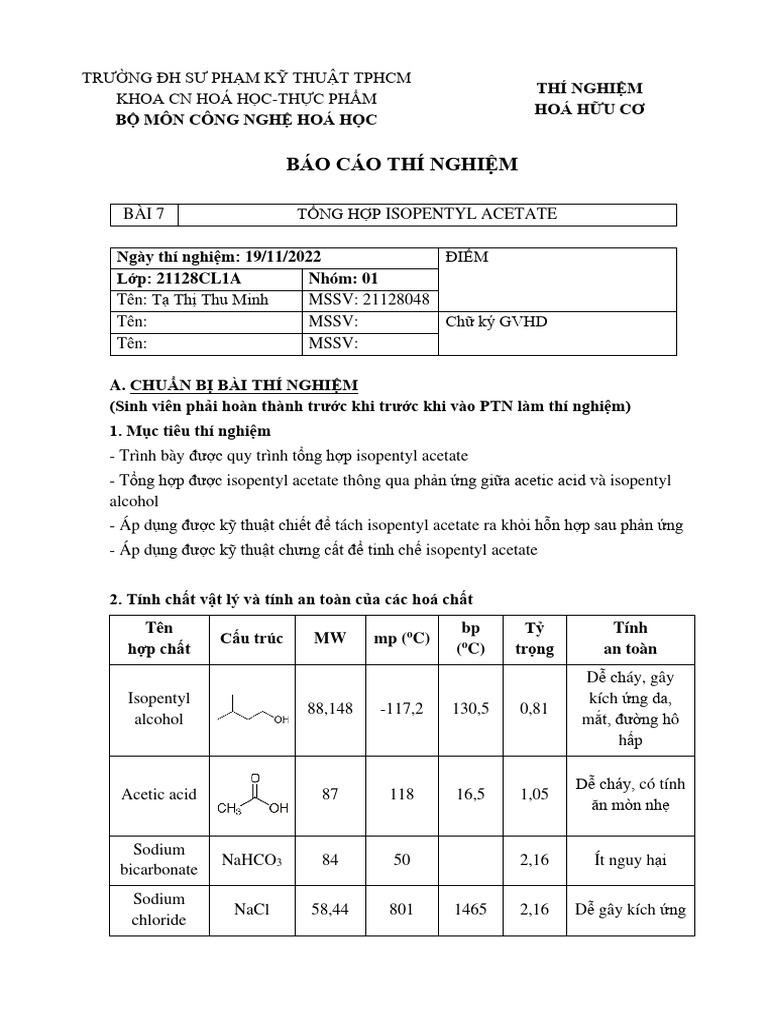 Chuẩn bị isopentyl acetate | PDF