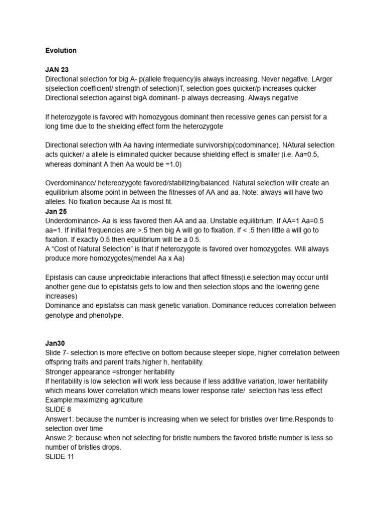 Evolution | PDF | Dominance (Genetics) | Zygosity