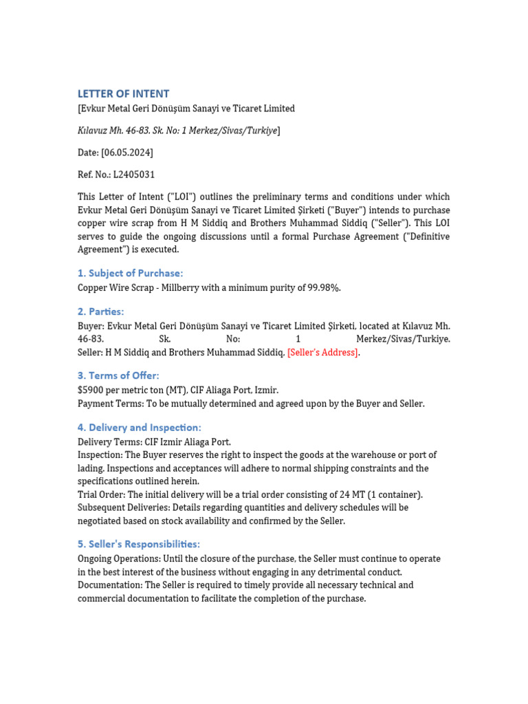 Letter of Intent | PDF | Business Law | Private Law