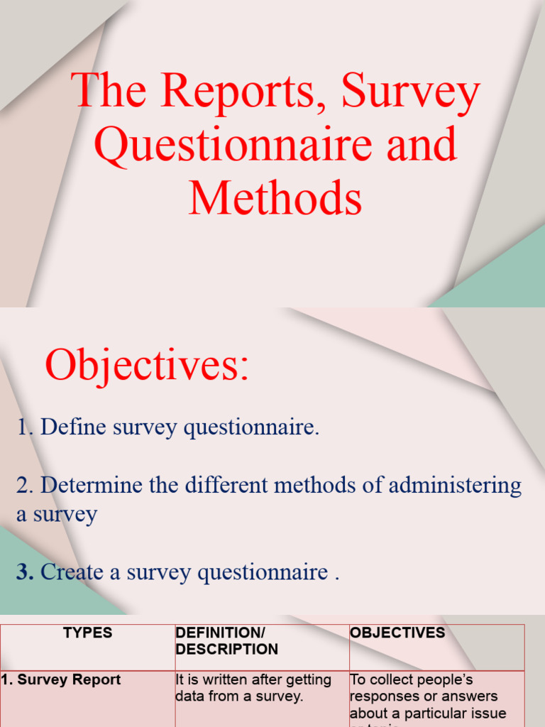 Survey Questionnaire Technical Report Ppt | PDF | Survey Methodology | Questionnaire