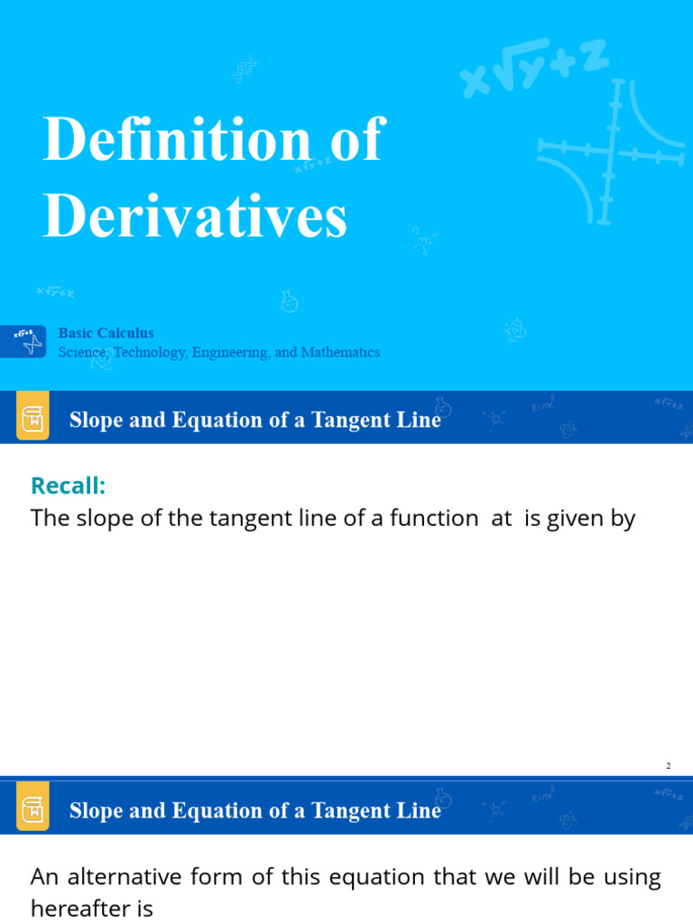 Definition of Derivative | PDF | Tangent | Derivative