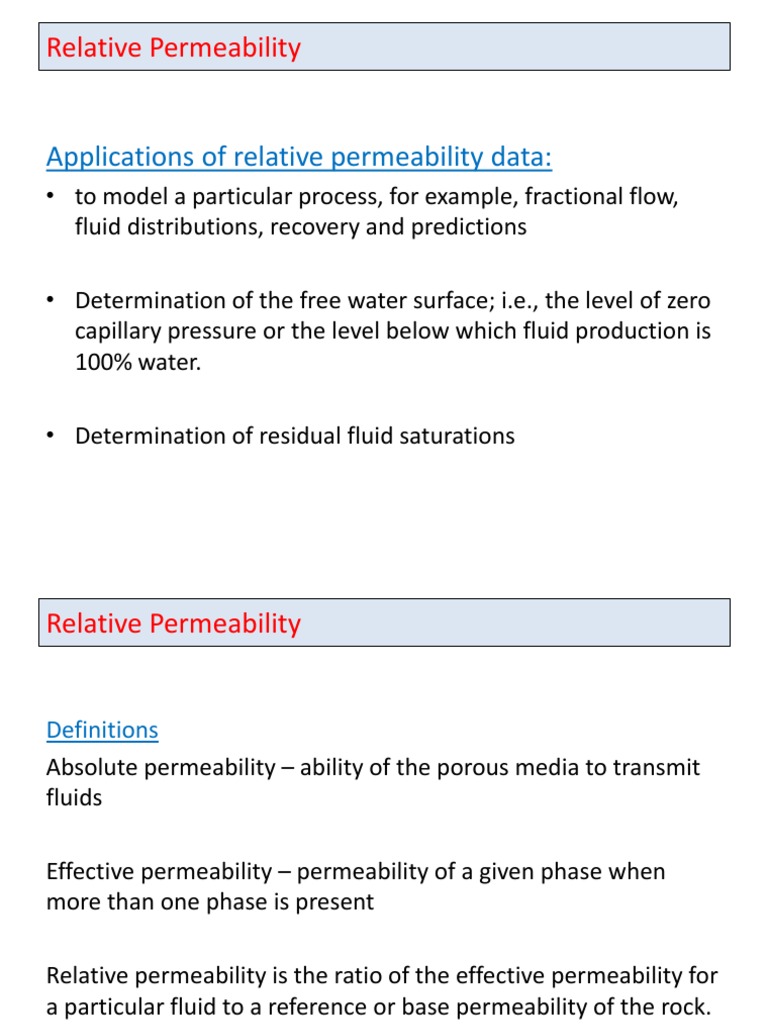 Relative Permeability Ppt | Permeability (Earth Sciences) | Fluid Mechanics