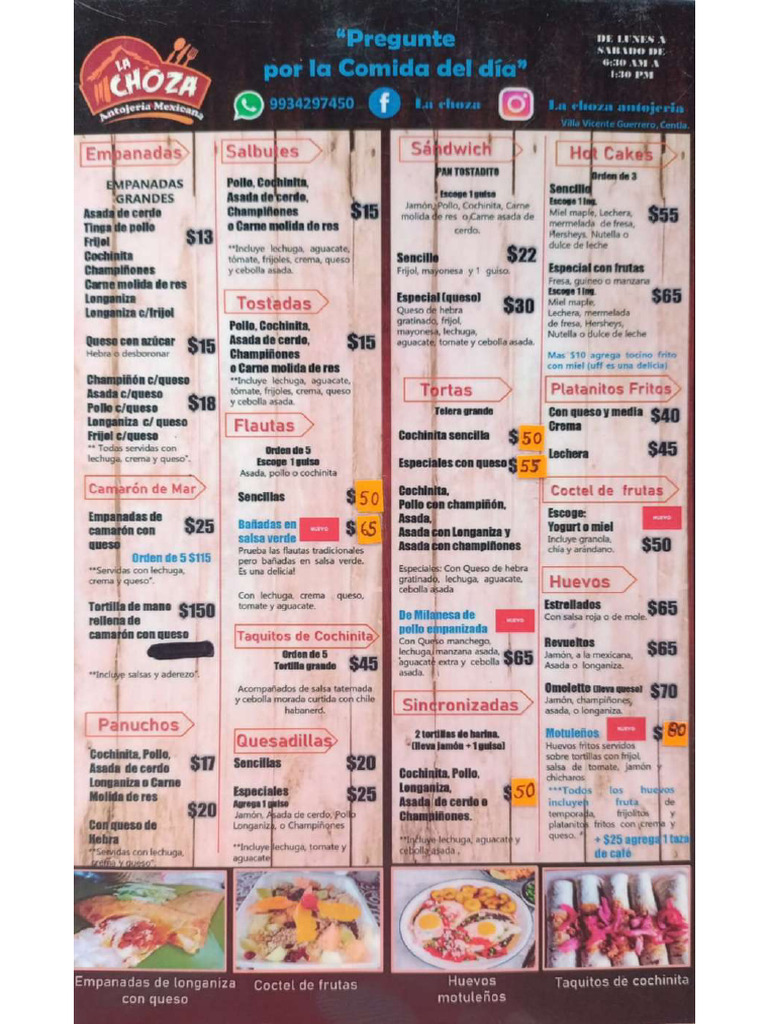 Menu La Choza - Actual | PDF