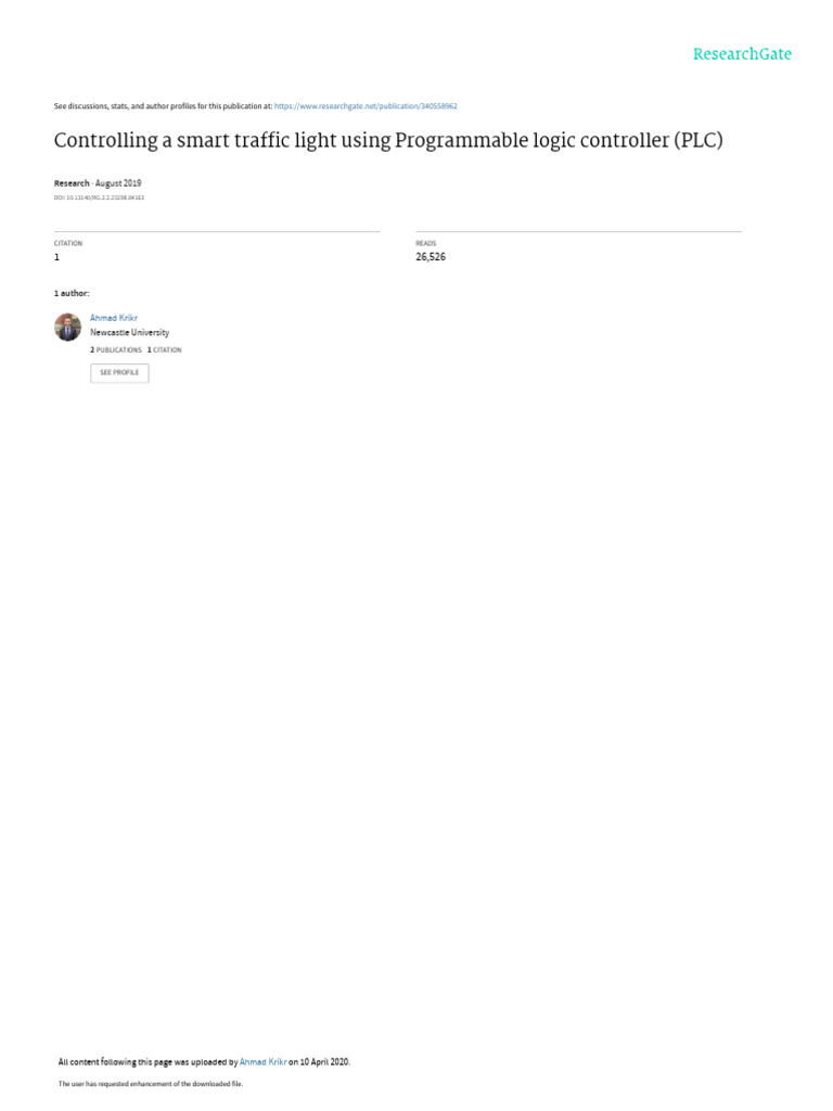 Controllingasmarttrafficlightusing Programmablelogiccontroller Plc Download Free Pdf