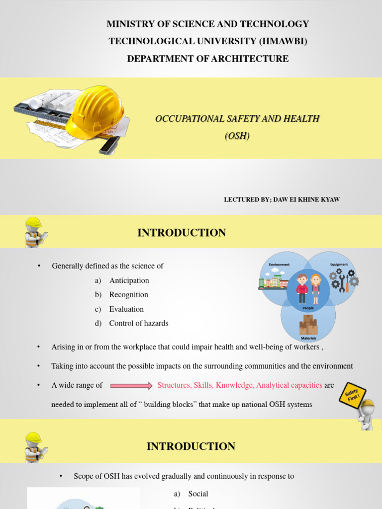 OSH Lecture | PDF | Occupational Safety And Health | Risk