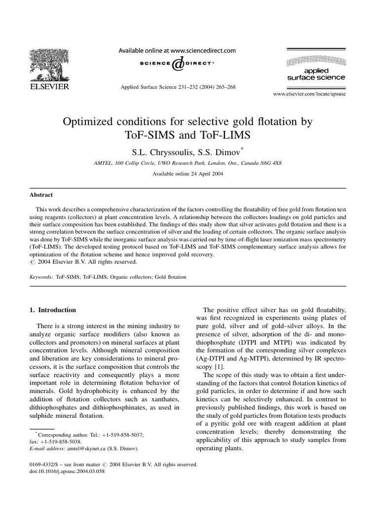 ToF-SIMS y ToF-LIMS | PDF | Gold | Silver