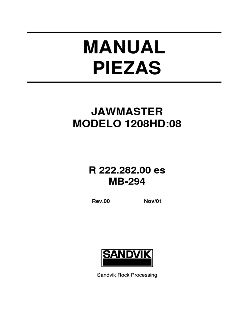 Manual de Piezas Jawmaster 1208HD | PDF | Arandela (Hardware) | Tornillo