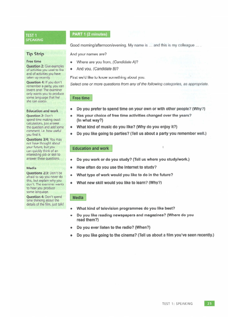 Practice For Speaking - First 2 | PDF