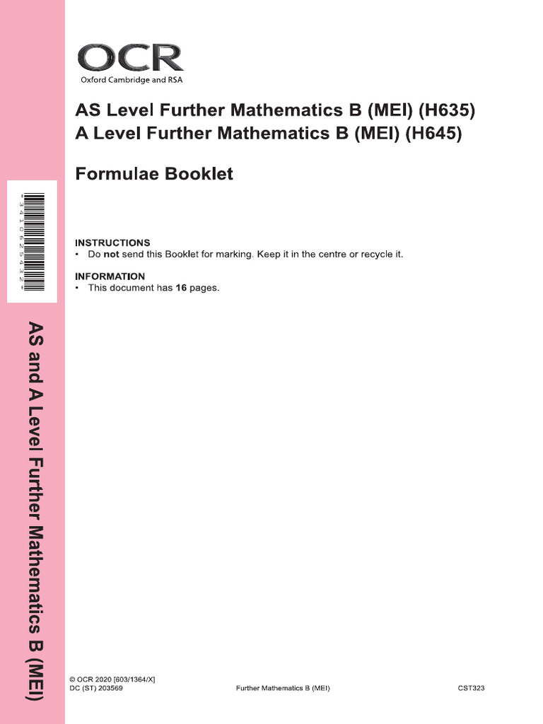Formulae Booklet | PDF