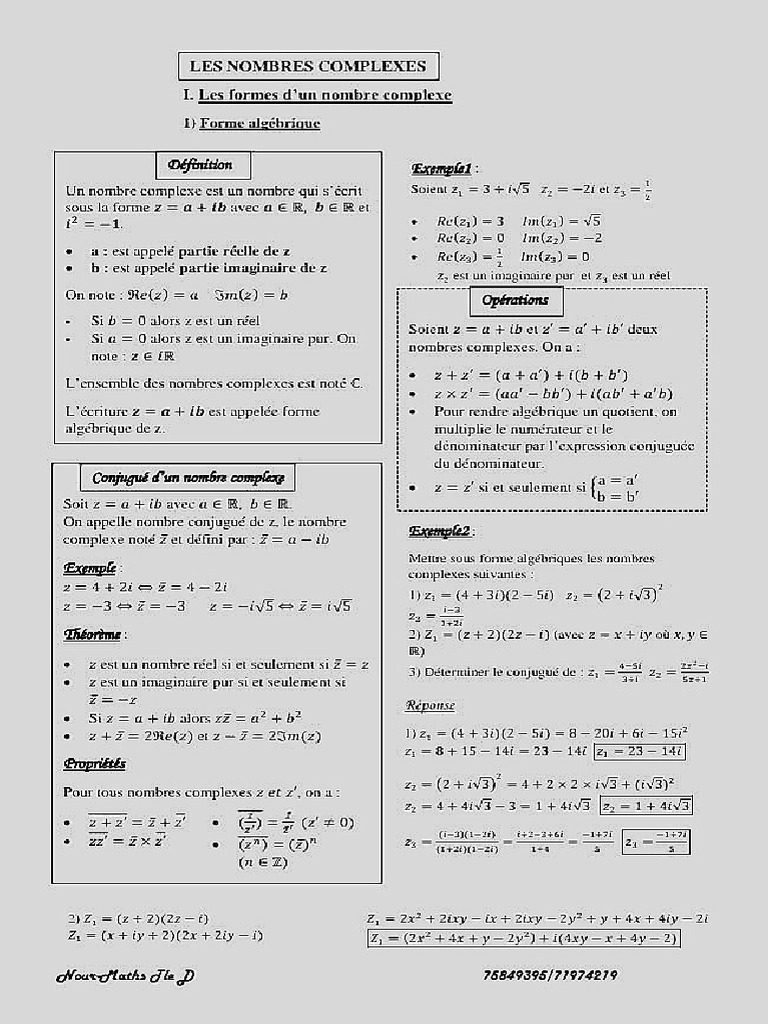 Les Formules D'un Nombre Complexe | PDF