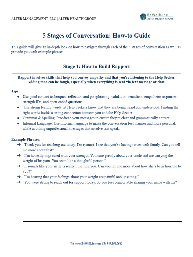 5 Stages of Conversation | PDF | Social Support | Experience