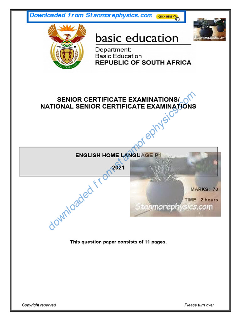 English HL NSC Grade 12 June 2021 P1 and Memo | PDF | Adolescence ...