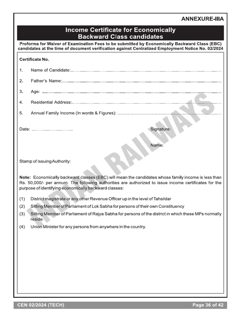 EBC Certificate CEN 02-2024 - Annexure-IIIA | PDF