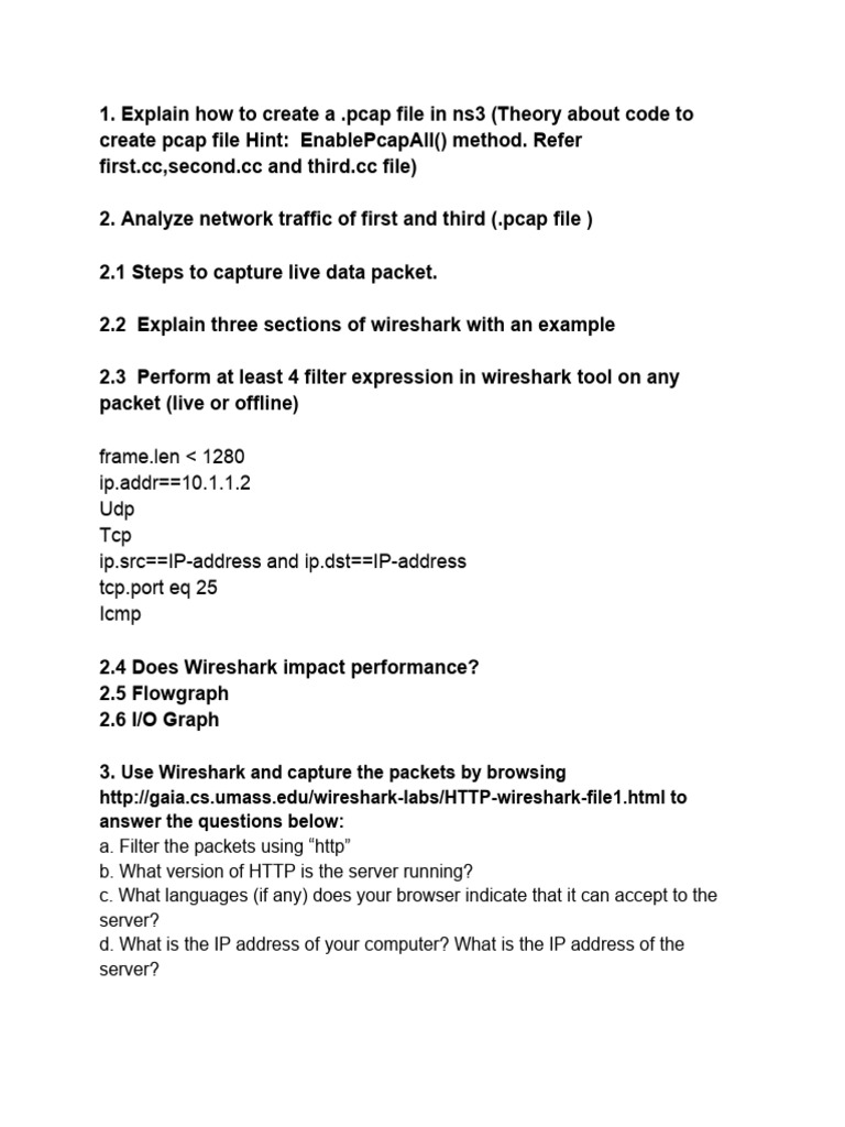 LAB ASSIGNMENT: Analyze The Network Traffic and Performance Parameters ...
