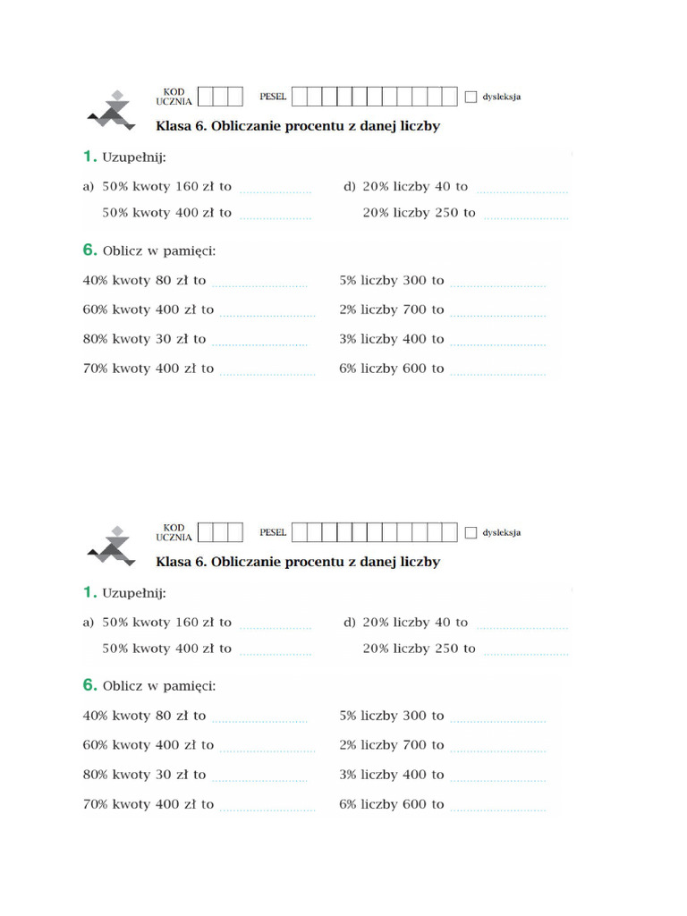 Obliczanie Procentu Danej Liczby | PDF