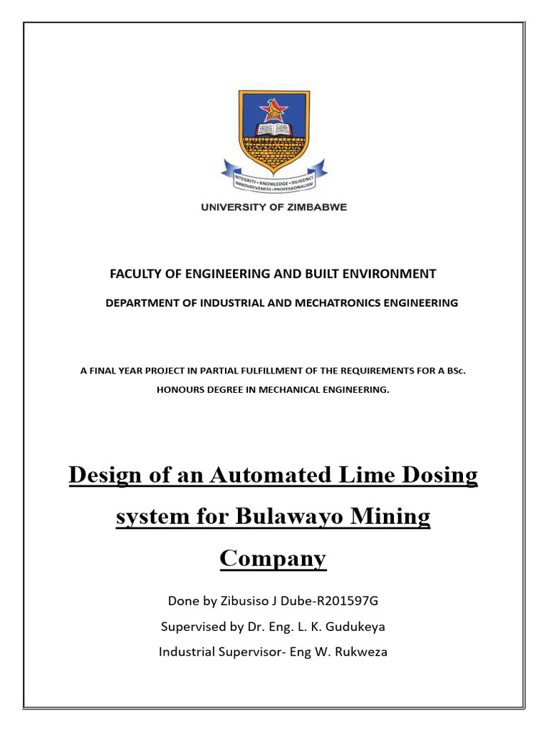 Lime Dosing System Writeup Zibusiso 1 2 Download Free Pdf Actuator Occupational Safety And